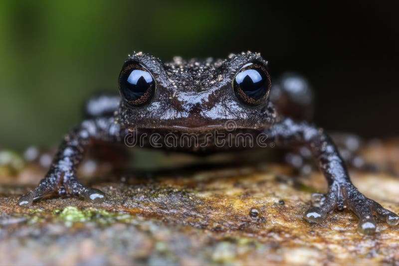 Close-up of a Tiny Black Frog Stock Illustration - Illustration of ...