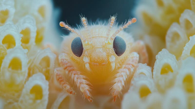 Close-up of a Tiny, Pale Orange Creature with Large Eyes, Amidst Pale ...