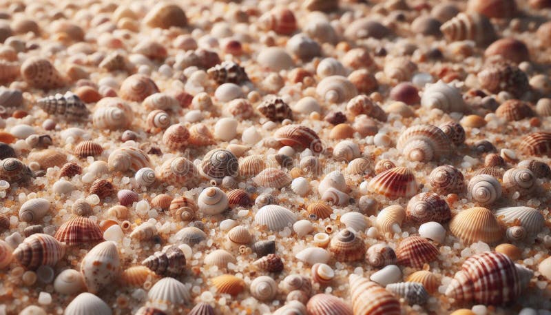 Close-Up of Tiny Shells on a Sandy Beach, Showcasing Summer Shoreline ...