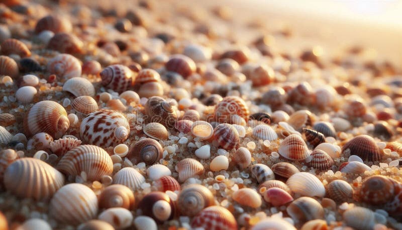 Close-Up of Tiny Shells on a Sandy Beach, Showcasing Summer Shoreline ...
