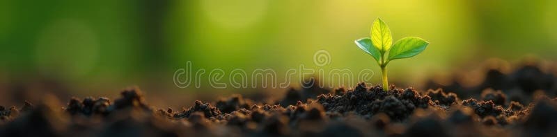 Close-up of Tiny Spring Seedling Emerging from Rich Earth Vibrant Shoot ...