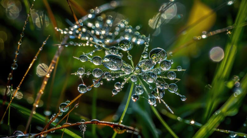 Close-up of Tiny Water Droplets on a Plant Leaf, with Intricate Details ...