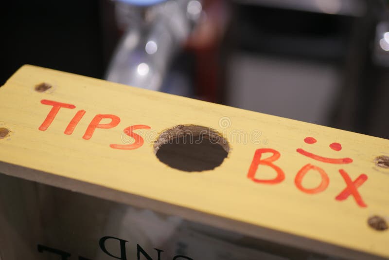 Close Up of a Tips Box in a Cafe Stock Image - Image of save, bill ...