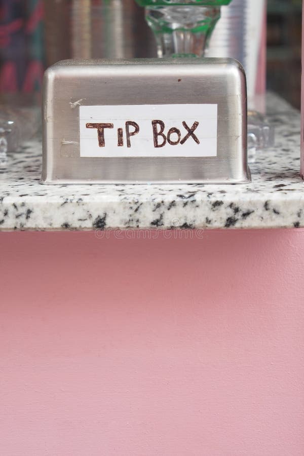 Close Up of a Tips Box in a Cafe Stock Image - Image of container ...
