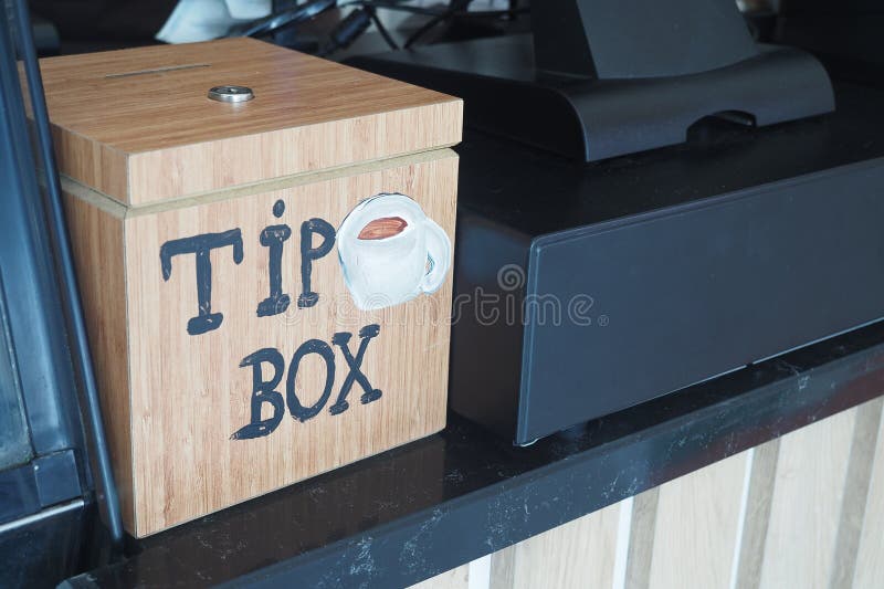 Close Up of a Tips Box in a Cafe Stock Image - Image of deposit ...