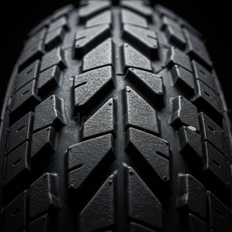 Close-up of a Tire Tread Featuring a Black Rubber Surface with a ...