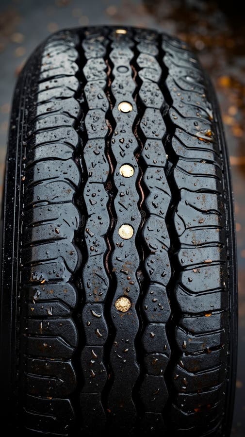 A Close Up of a Tire with Water Droplets on it Stock Image - Image of ...