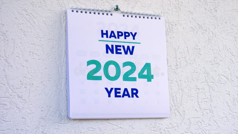 Close-up of the Title Page of a New 2024 Calendar Hanging on the Wall ...
