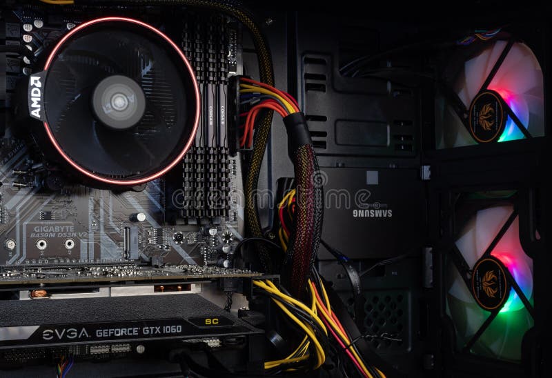 Close Up To the Inside of a Modern Gamer Cpu Case Components in ... Close Up To the Inside of a Modern Gamer Cpu Case Components in ...