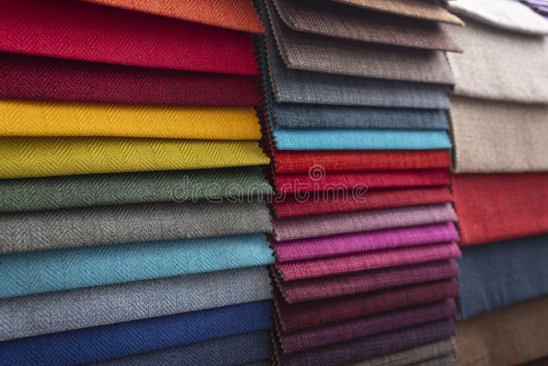 Close Up To a Multicolor Cloth Texttured Samples Stock Image - Image of ...