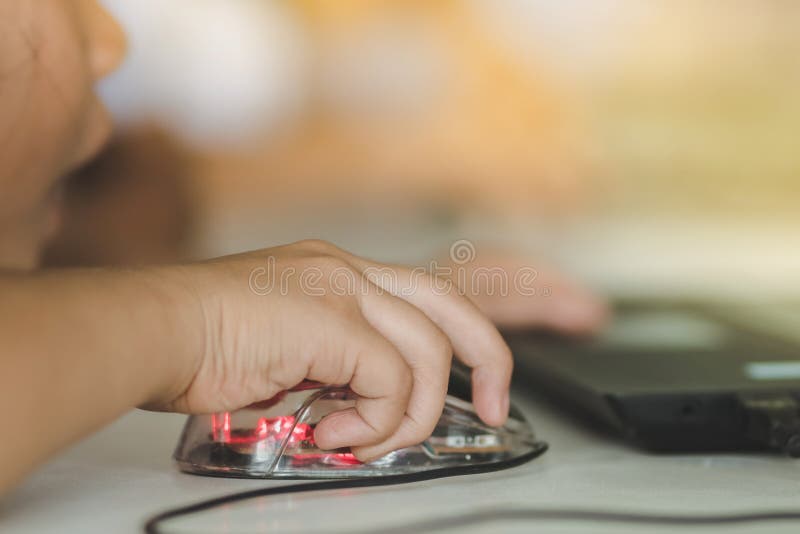 Close Up To Student Hands Practice Drawing Art by Computer in Cl Stock ...