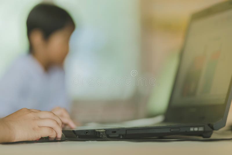 Close Up To Student Hands Practice Drawing Art by Computer in Cl Stock ...