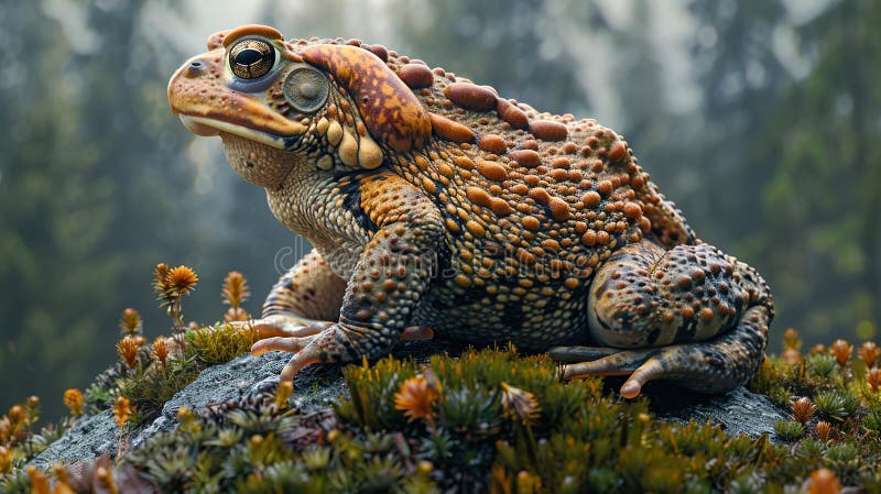 A Close-Up of a Toad Perched on a Rock Stock Illustration ...