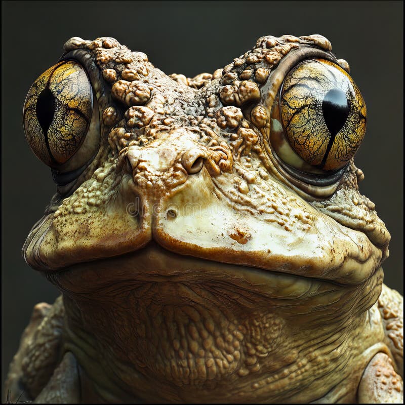 A Close Up of a Toad S Face with Yellow Eyes Stock Photo - Image of ...