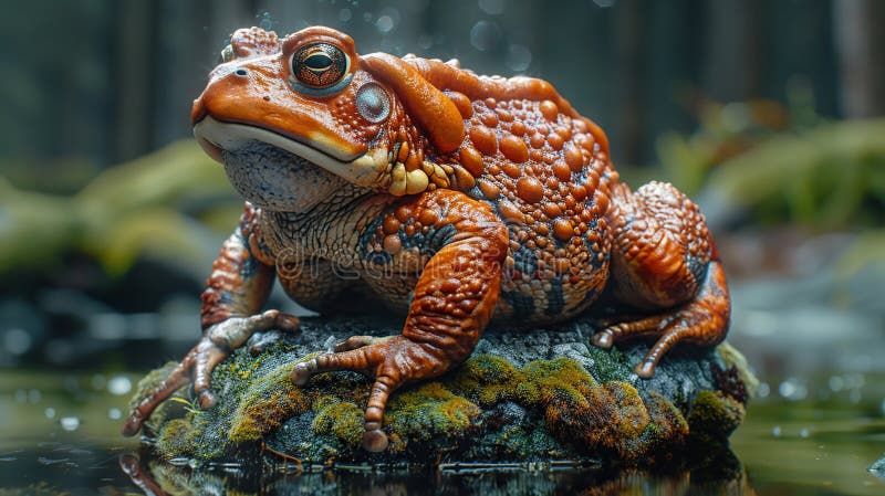 A Close-up of a Toad Sitting on a Rock Stock Illustration ...