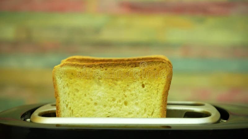 Close Up Toast Popping Up Out of Toaster. Slowmo Stock Video - Video of ...