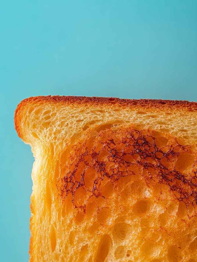 Close Up Toasted Bread Slice Against Blue Background Stock Photos ...
