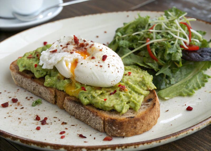 A Close-up of a Toasted Slice of Bread with Smashed Avocado and a Runny ...