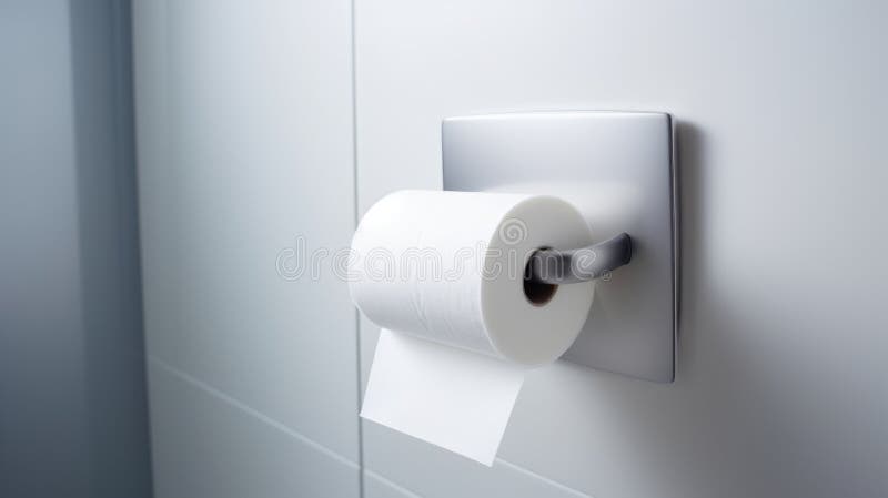 A Close Up of a Toilet Paper Roll on the Wall, AI Stock Illustration ...