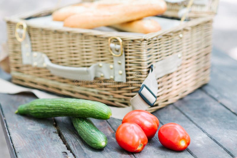 Open Picnic Basket with Sandwiches, Fruits and Wine Stock Photo - Image ...
