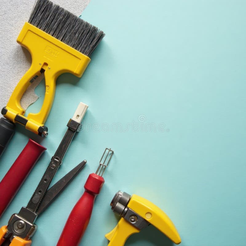 Close Up of Tools Materials for Wallpaper Installation, Cutter ...