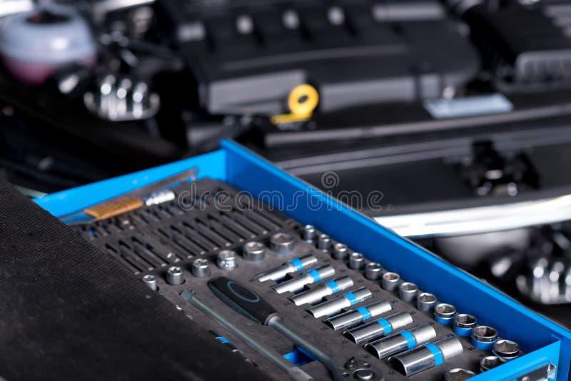 Close Up of Tools Set for Car Reparing Stock Photo - Image of involved ...