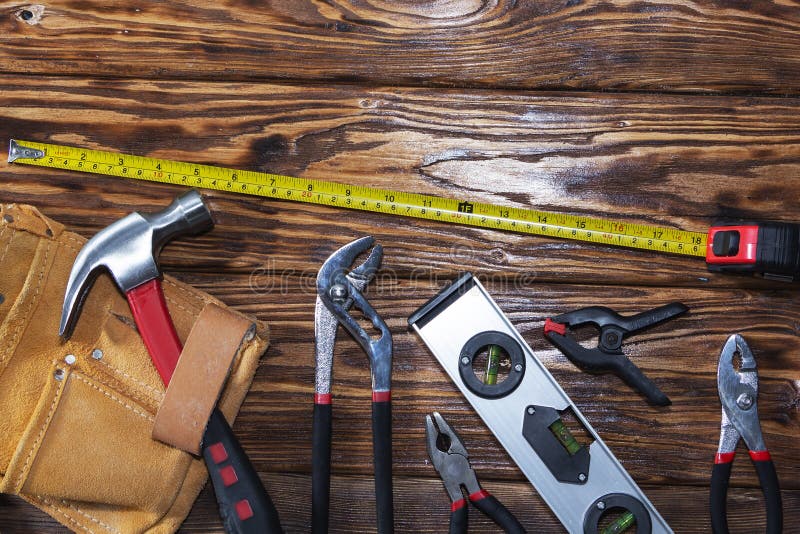 Close Up Tools on White Background. Isolated Stock Photo - Image of ...