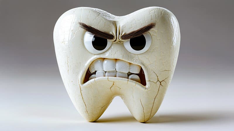 A Close Up of a Tooth with an Angry Expression on it S Face Stock Image ...