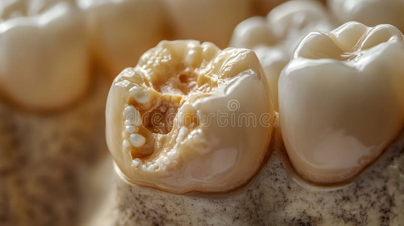 Close-up of Tooth Decay and Cavities on Human Molars Stock Photo ...
