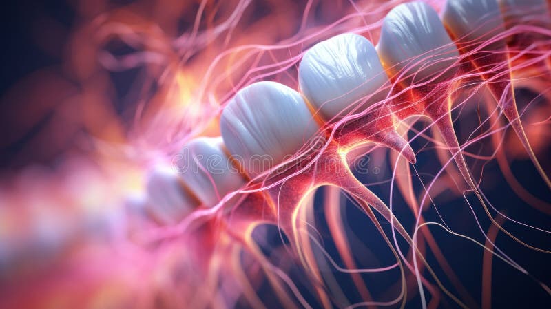 A Close Up of a Tooth with Its Roots and Nerves, AI Stock Illustration ...