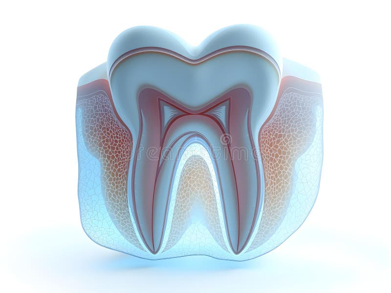 A Close Up of a Tooth with the Roots Visible Stock Illustration ...