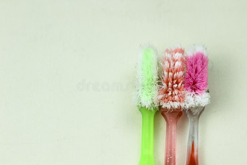 Close Up Toothbrush Broken Bristles Isolated White Background Stock ...