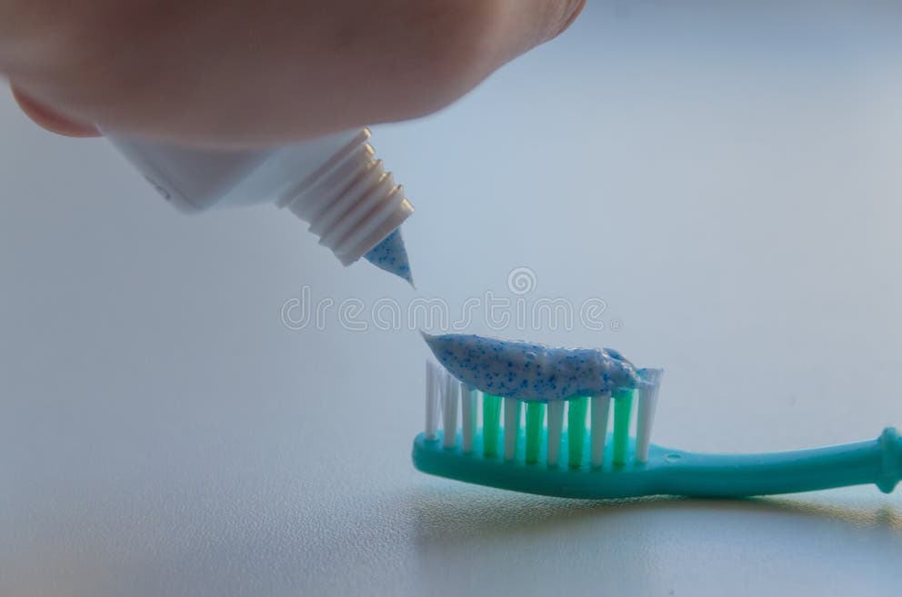 On the Toothbrush Smear Toothpaste Stock Image - Image of macro, caries ...