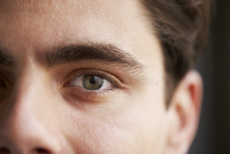 Close Up of Top Quarter of Young White Mans Face Stock Image - Image of ...