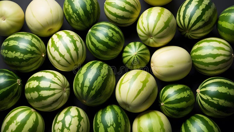 Close Up Top View of a Bunch of Watermelon. Stock Illustration ...