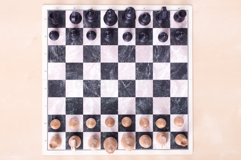 Close Up Top View of Chess Board with All the Pieces at Start Position ...