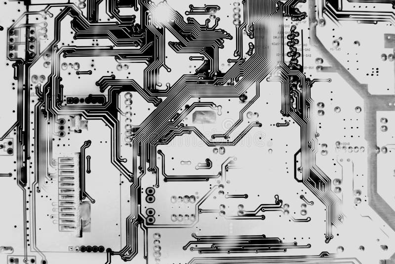 Close Up Top View of Circuit Board Pattern Back Side of Electron Stock ...