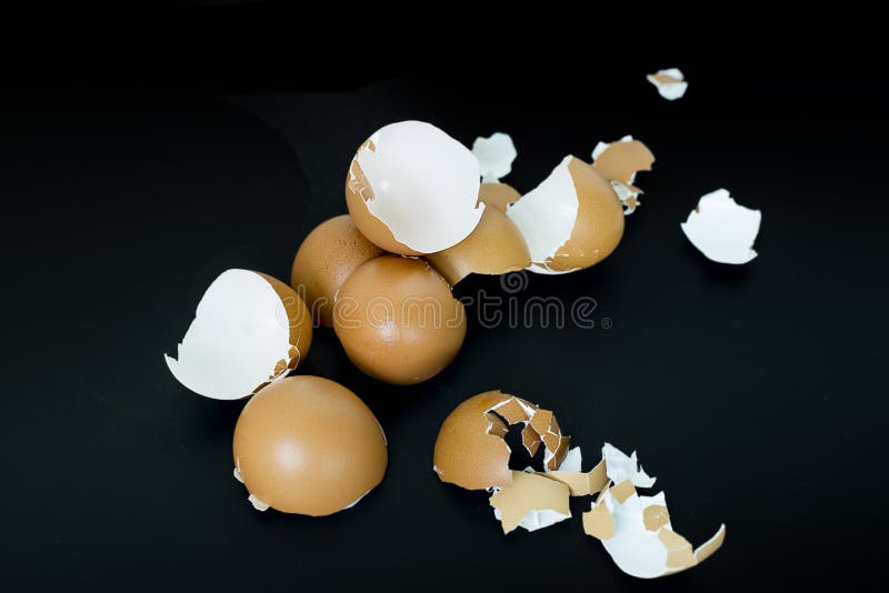 Chicken Egg Shell on Black Background, Focus Selective Stock Image ...