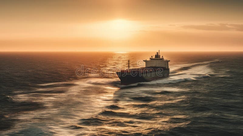 Close Up Top View Image Cargo Ship Sailing Stock Photo - Image of ...