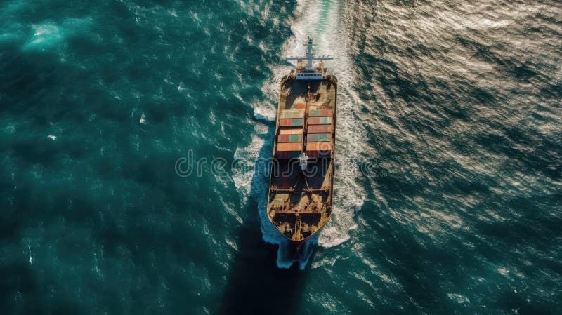 Close Up Top View Image Cargo Ship Sailing Stock Illustration ...