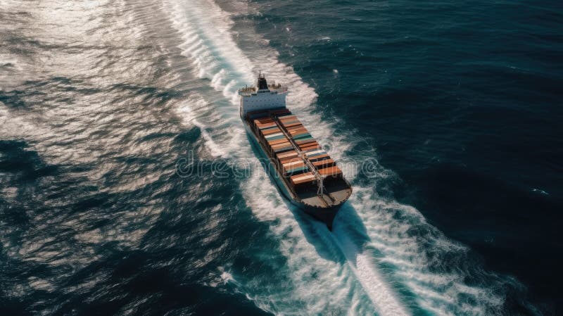 Close Up Top View Image Cargo Ship Sailing Stock Illustration ...