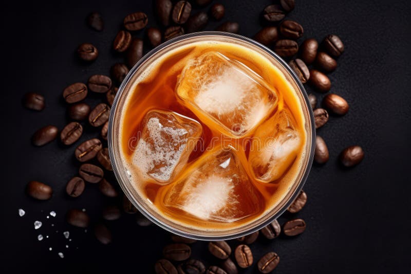 Close-up Top View of Ingredients Iced Espresso, Coffee. AI Generated ...