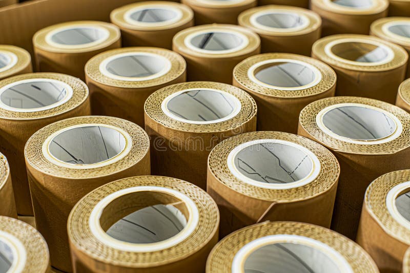 Close-up, Top View of Numerous Cardboard Tubes Neatly Arranged in Rows ...