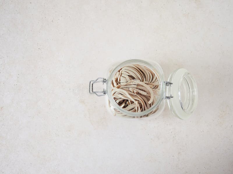 Open Jar Full of Whole Wheat Tagliatelle Pasta Stock Photo - Image of ...