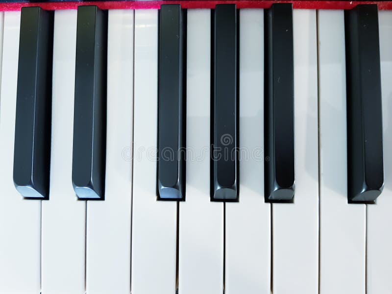 Top View of Piano Keys. Close-up of Piano Keys. Close Frontal View ...