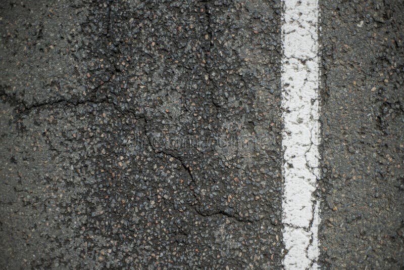 Close Up Top View of Road Asphalt with a White Painted Line. Stock ...