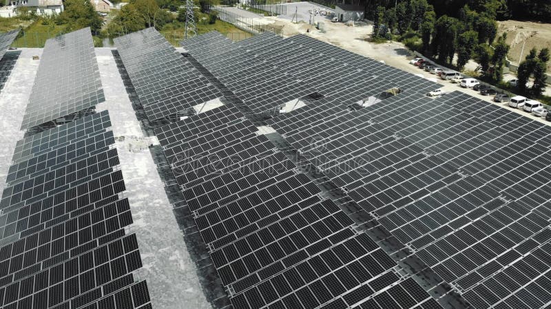 Close Up Top View on Solar Panel. Panorama of Solar Panels from a ...