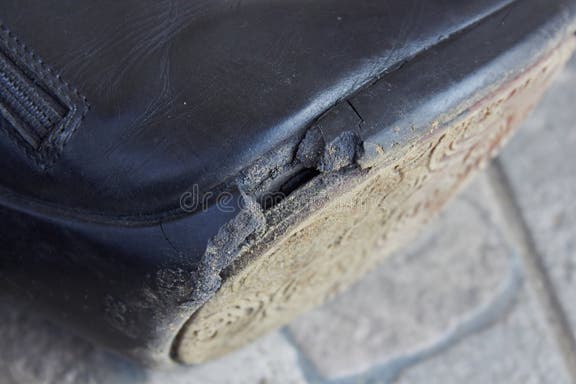 Damaged Sole on Boots, Close-up of a Torn Sole in Boots, the Sole ...