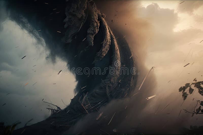 Close-up of Tornado, with Debris Flying through the Air Stock ...