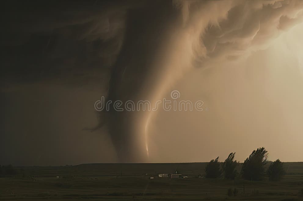 Close-up of Tornado, with Debris Flying and Wind Roaring Stock ...